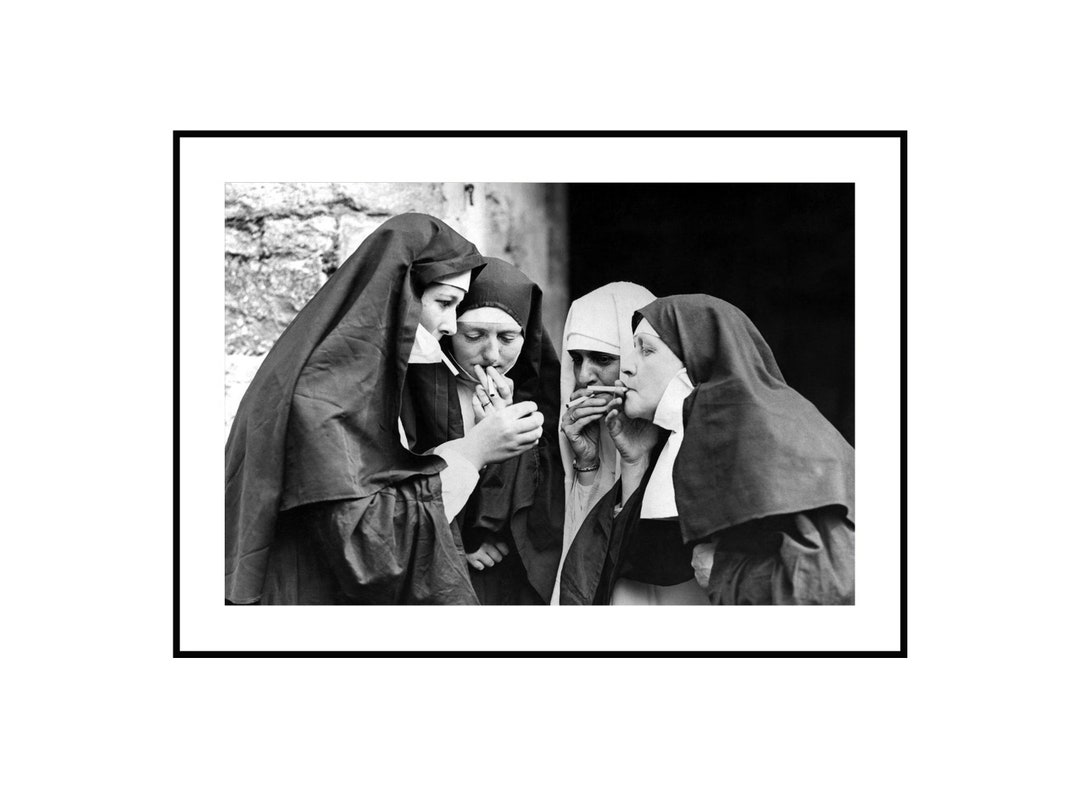 Smoking Nuns Photo Poster, Nuns Smoking Print, Printable Smoking Nuns ...