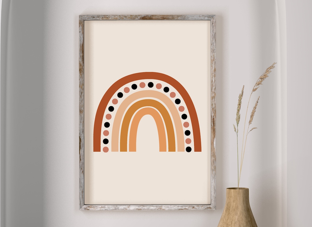 Abstract Rainbow Art Print, Earthy Tones Rainbow Poster, 70s Rainbow ...