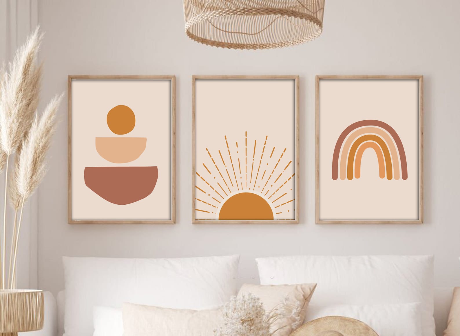 Boho Art Set of 3 Prints Boho Wall Art Abstract Gallery Wall - Etsy