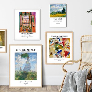 Famous Paintings Printable Set, Boho Art Set of 5 Prints Bundle, Wall ...