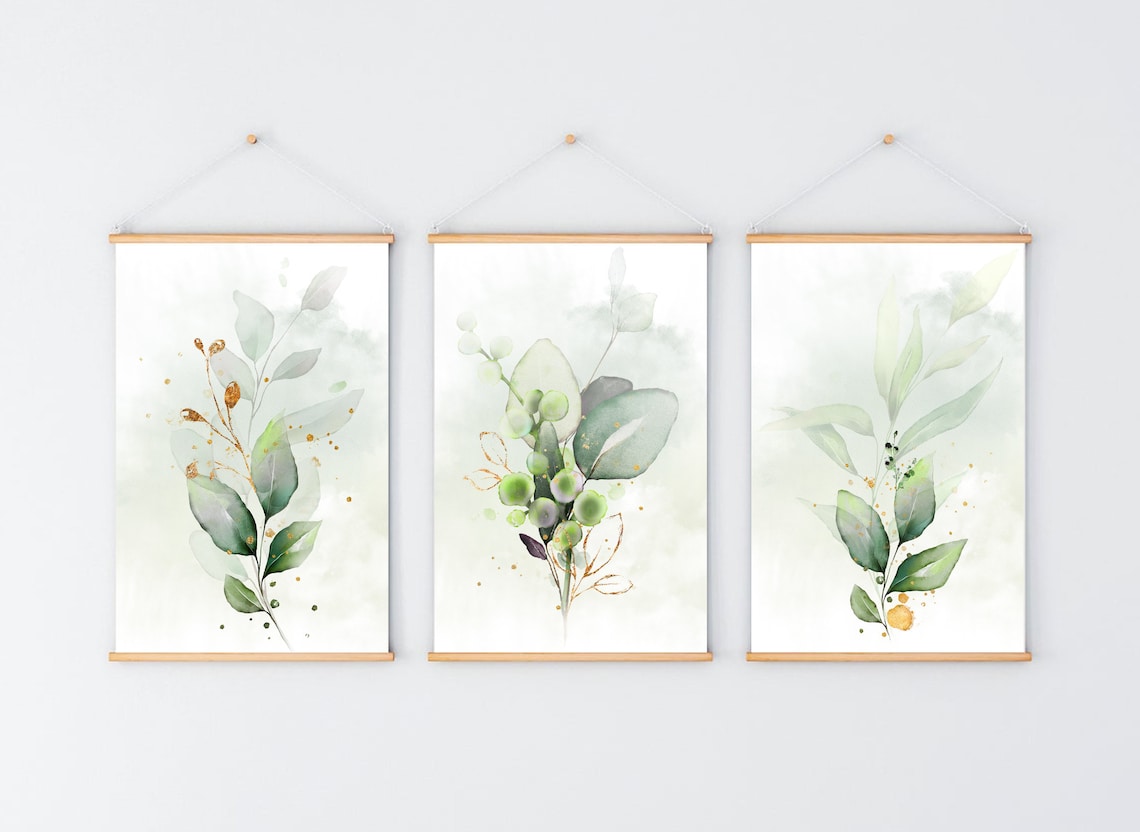 Eucalyptus Wall Art Set of 3 Wall Decor Greenery Printable | Etsy