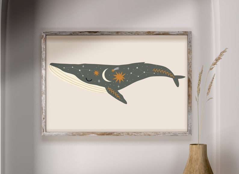 Boho Whale Wall Decor Printable Whale Wall Art Whale Art - Etsy