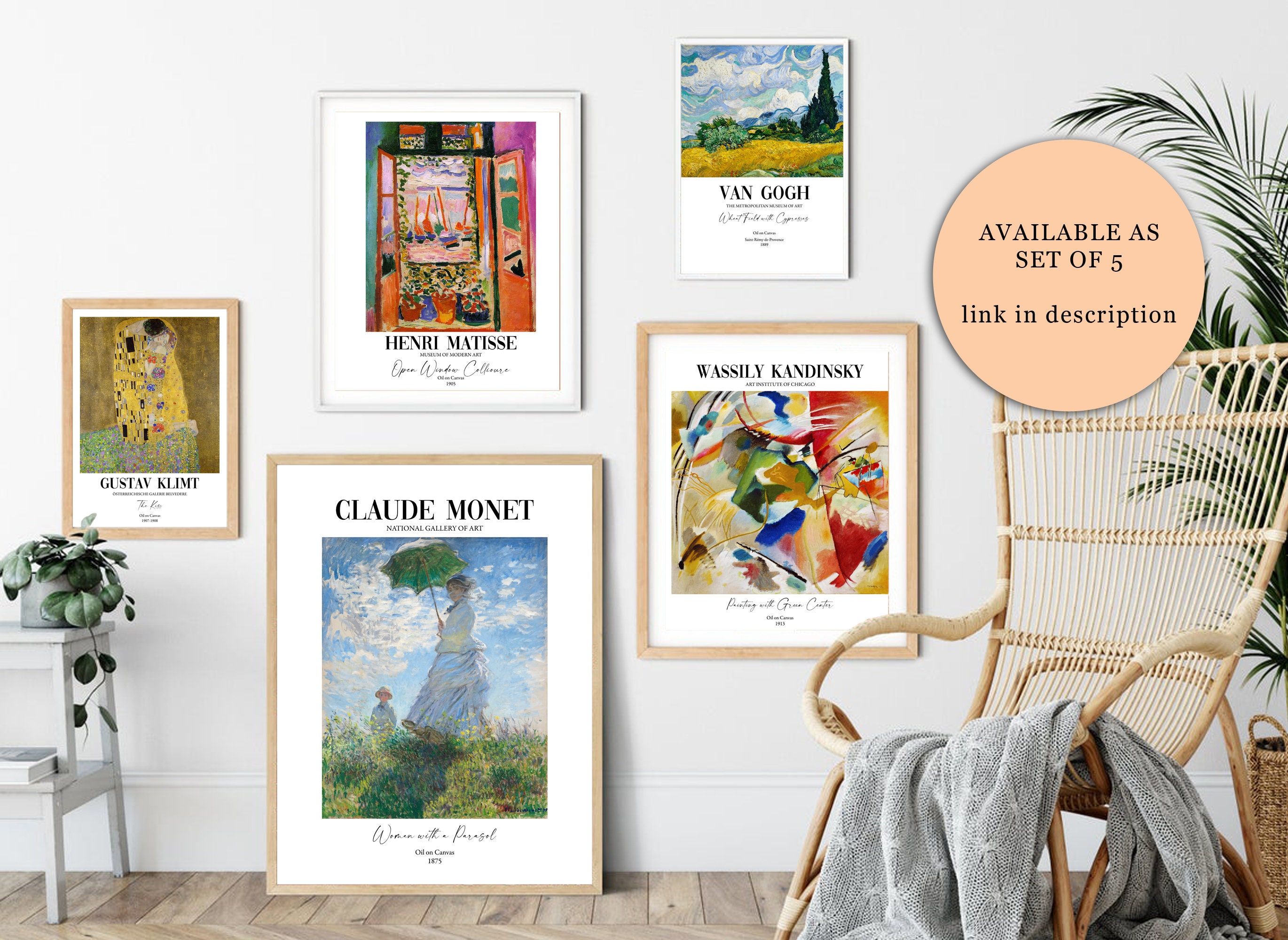 Famous Paintings Set of 3 Boho Art Set of 3 Poster Bundle - Etsy
