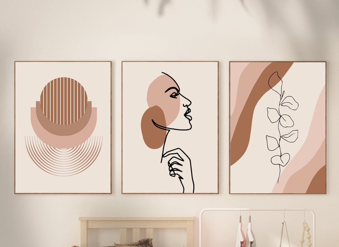 Boho Art Set of 3, Boho Wall Art, Neutral Wall Art, Beige Wall Decor ...