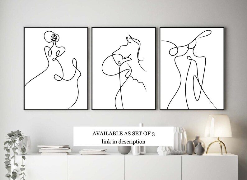 Woman Line Art Set of 2, Simple Line Art Print Set, Line Art Download ...