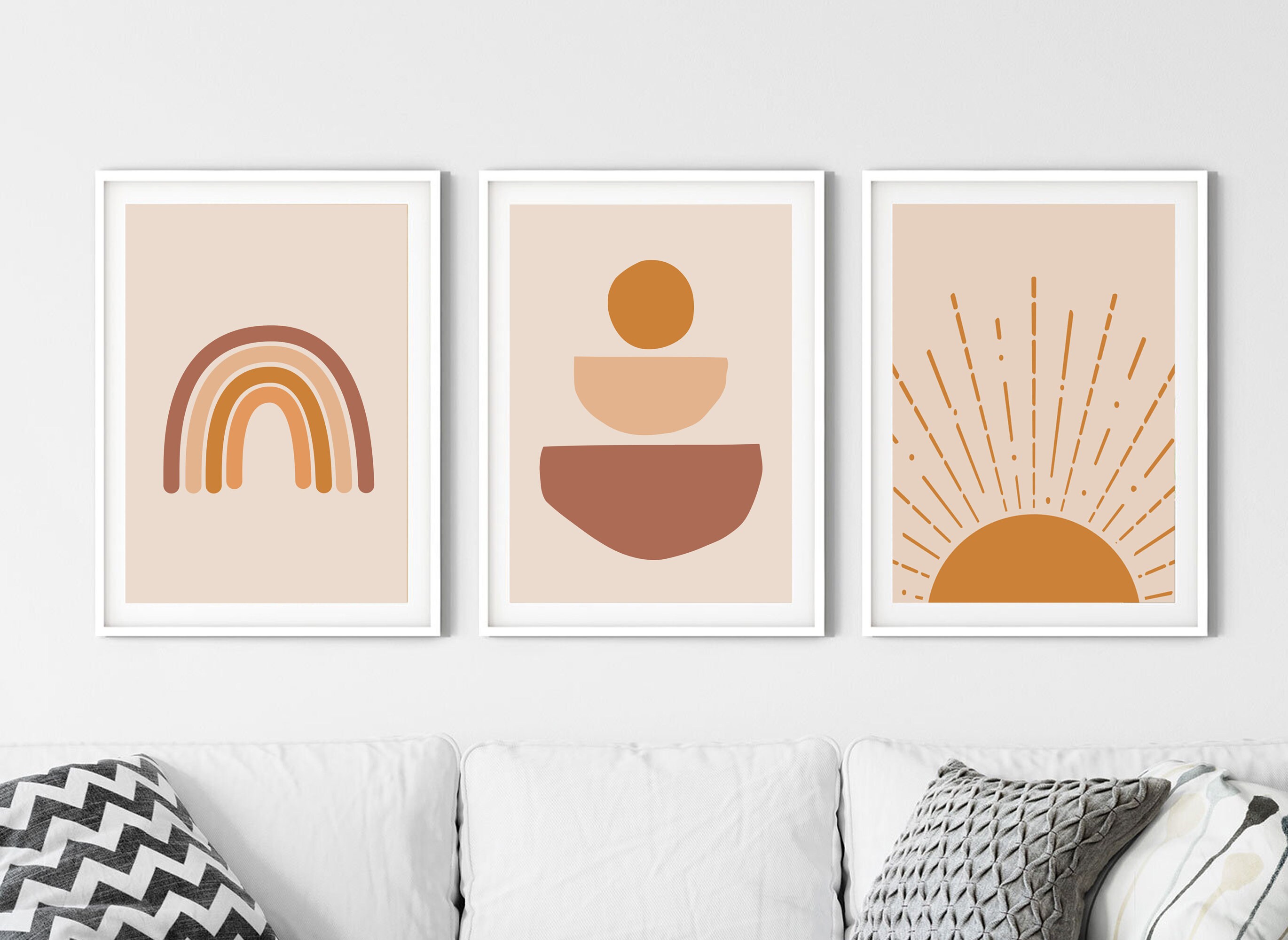 Boho Art Set of 3 Prints Boho Wall Art Abstract Gallery Wall - Etsy