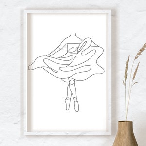 Line Art Ballerina Set of 3, Ballet Contour Drawing, Fine Line ...