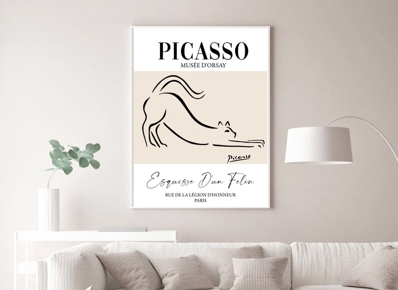 Picasso Cat Pablo Picasso Print Line Art Cat Picasso Felin - Etsy