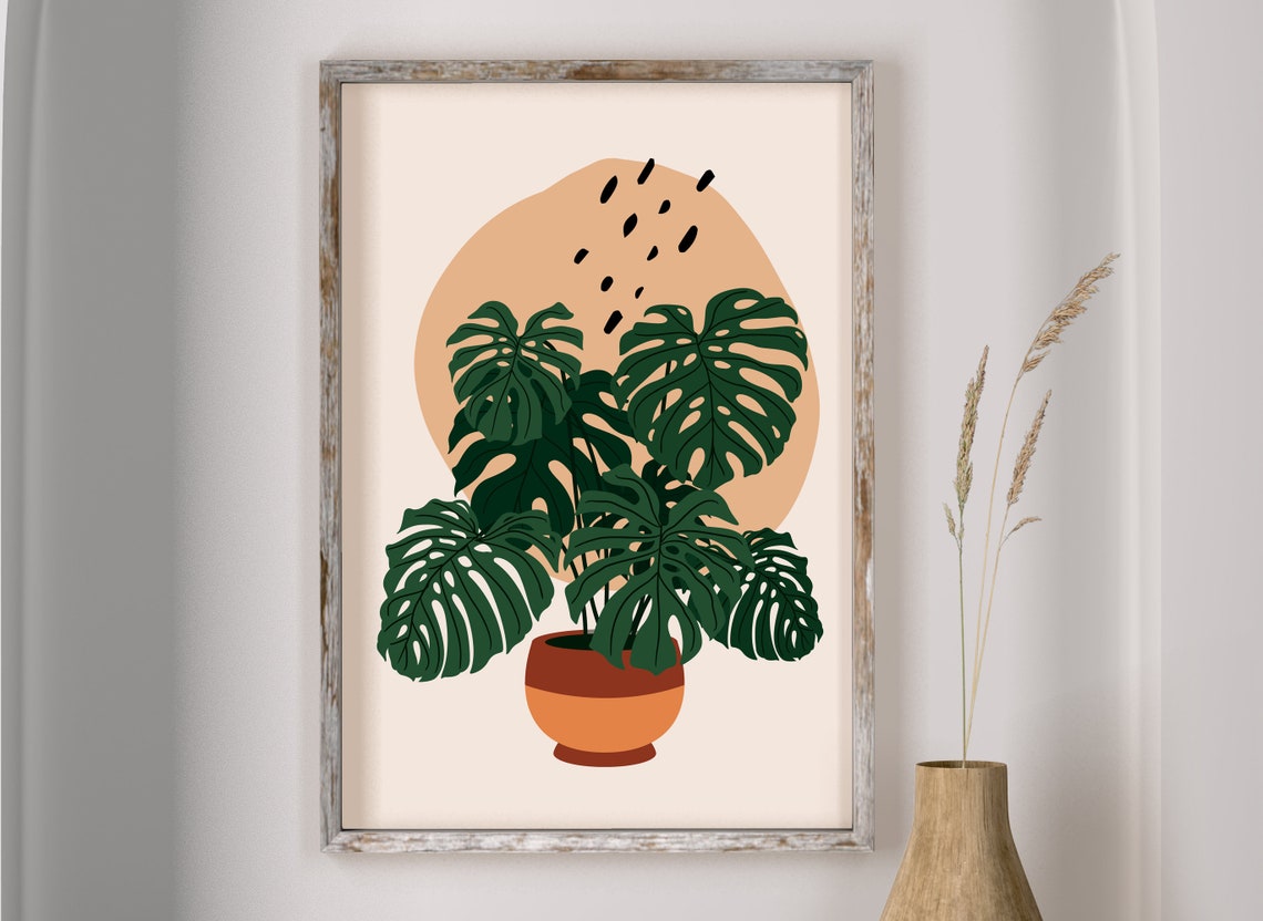Monstera Printable Wall Art Monstera Leaf Plant Prints | Etsy