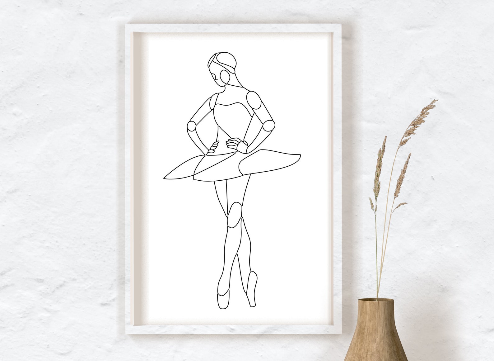 Line Art Ballerina Set of 3, Ballet Contour Drawing, Fine Line ...