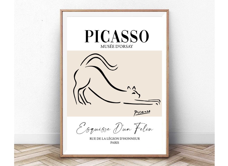 Picasso Cat Pablo Picasso Print Line Art Cat Picasso Felin - Etsy