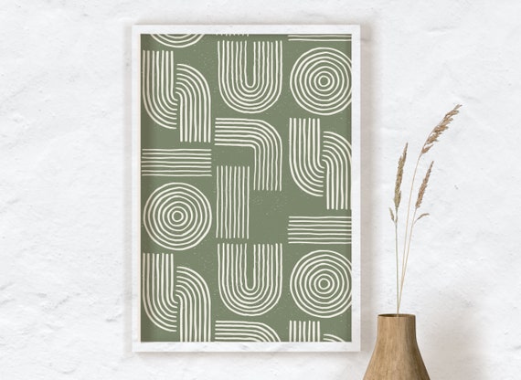 Sage Green Abstract Boho Wall Art Abstract Posterminimalist | Etsy