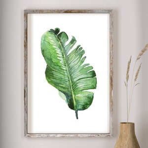 Tropical Wall Art Set of 3, Monstera Leaf, Watercolor Leaves, Banana ...