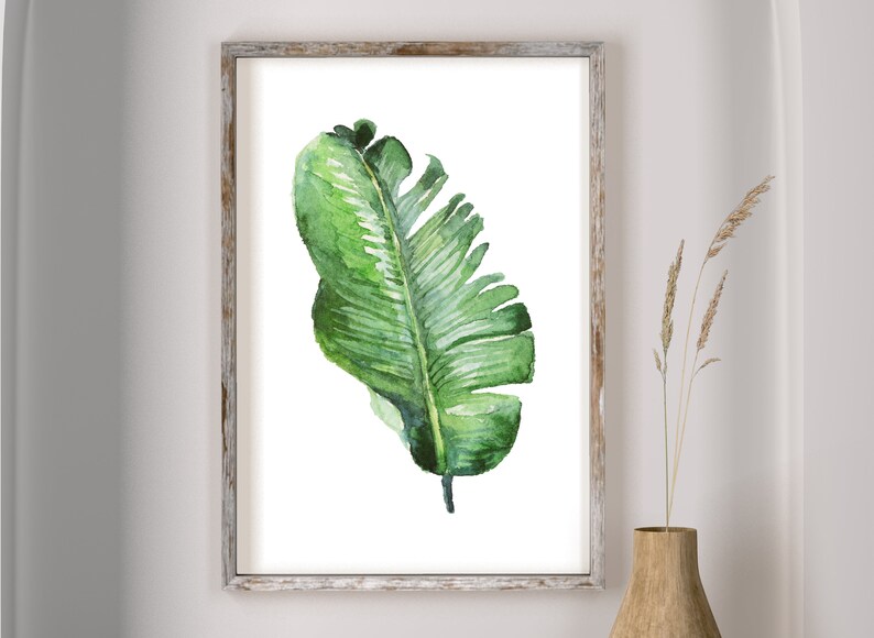 Tropical Wall Art Set of 3, Monstera Leaf, Watercolor Leaves, Banana ...