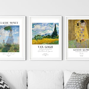 Famous Paintings Printable Set, Boho Art Set of 5 Prints Bundle, Wall ...