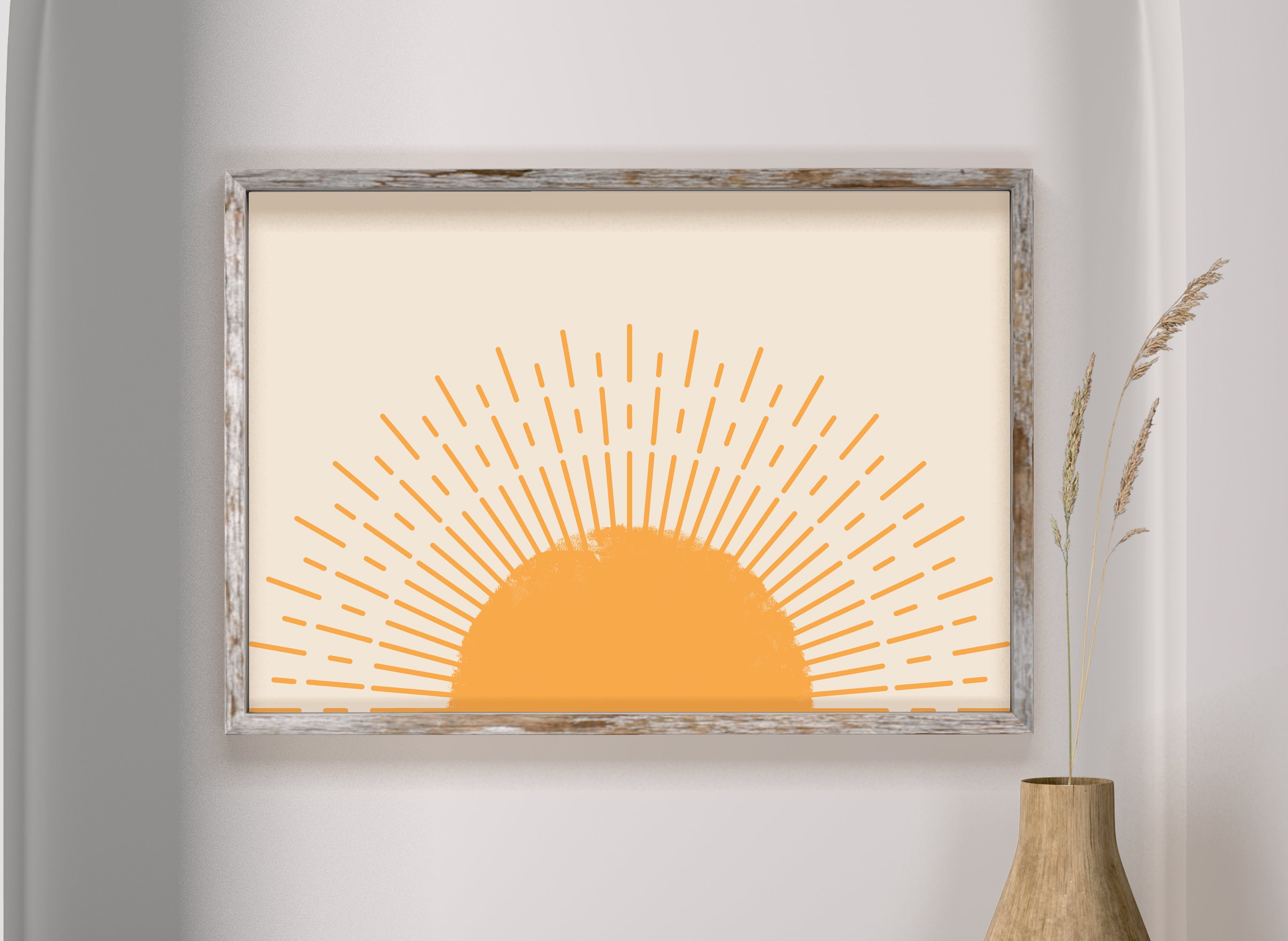 Boho Sun and Rainbow Print Set of 3 Yellow Sun Poster Sun - Etsy