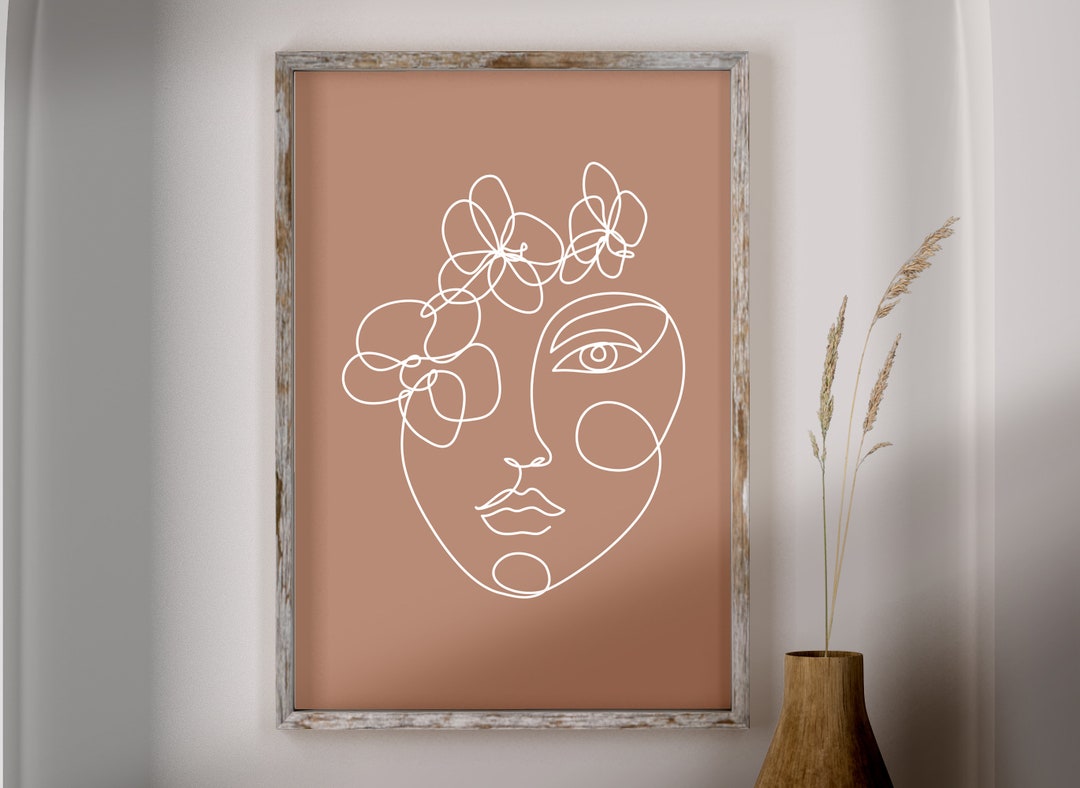 One Line Female Face, Single Line Face Art Print, Minimalist Woman Line ...