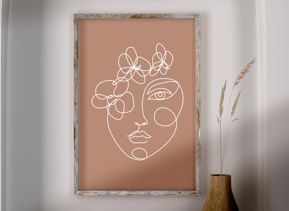 One Line Female Face Single Line Face Art Print Minimalist | Etsy