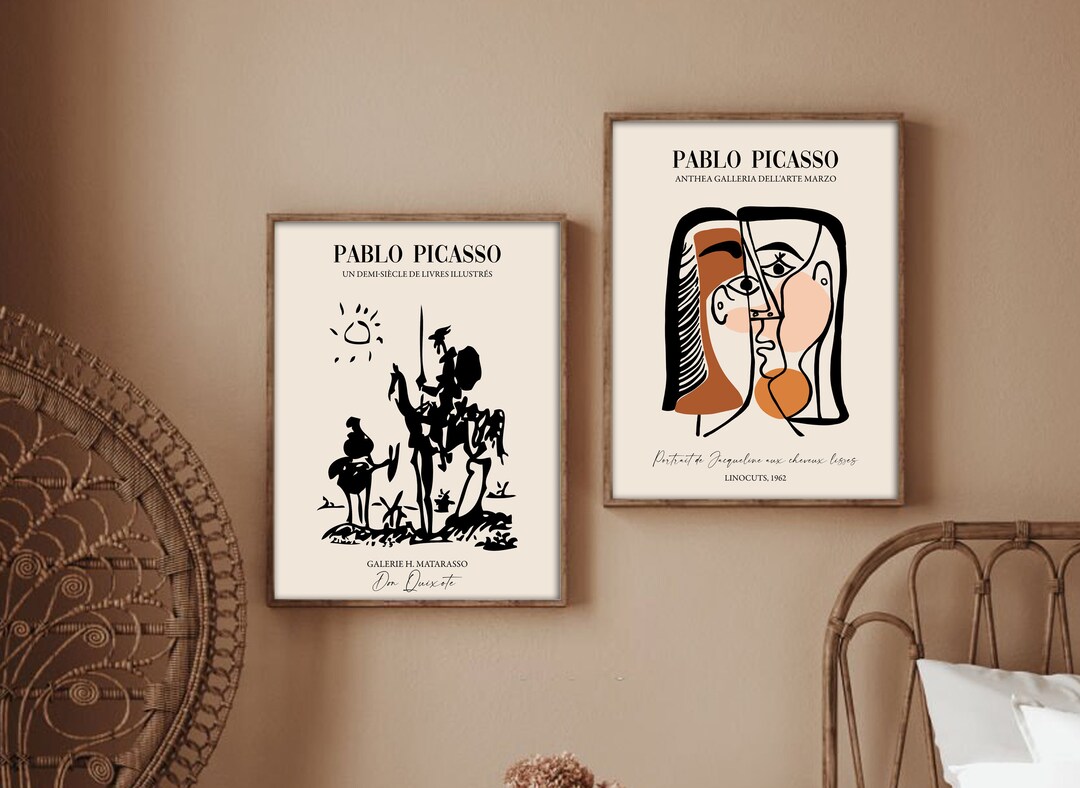 Picasso Wall Art Set of 2, Picasso Printable, Abstract Face, Boho Wall ...