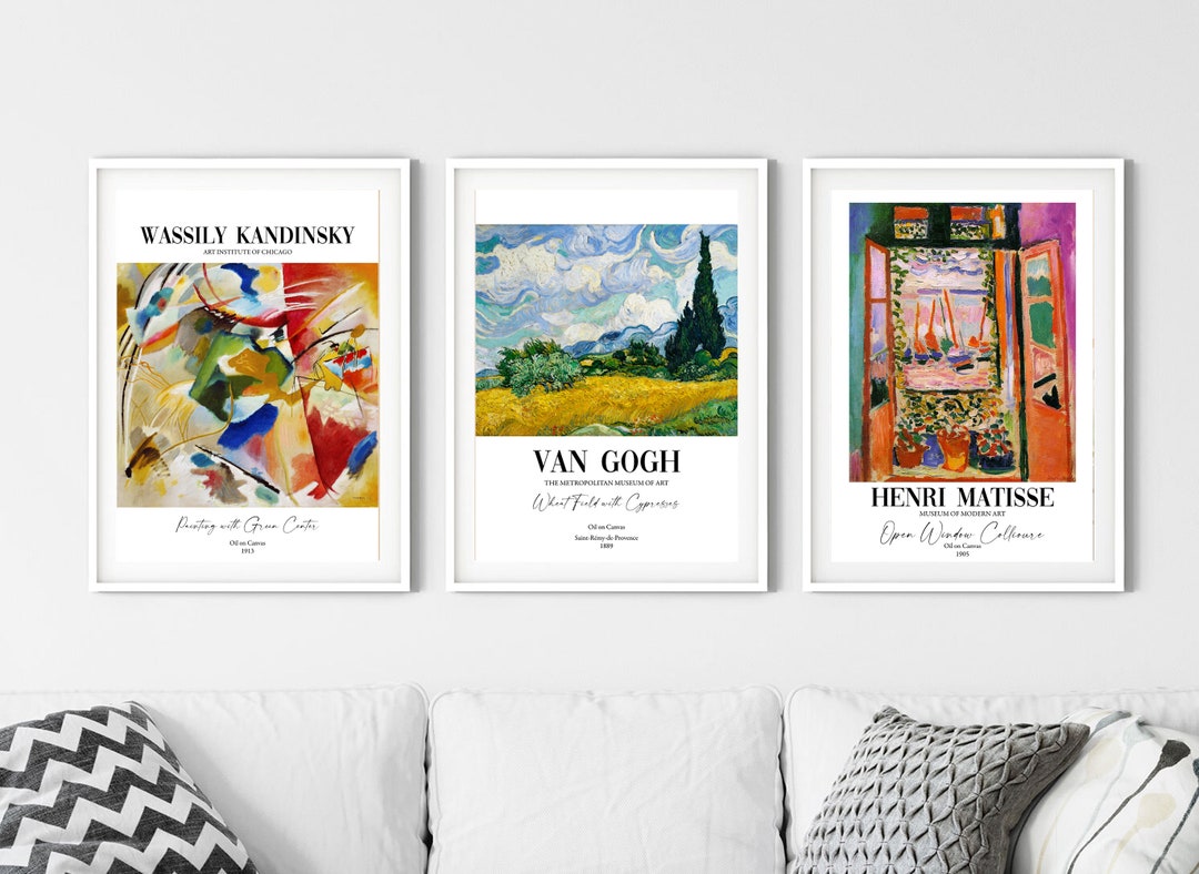 Famous Paintings Set of 3, Boho Art Set of 3, Poster Bundle, Wall Decor ...