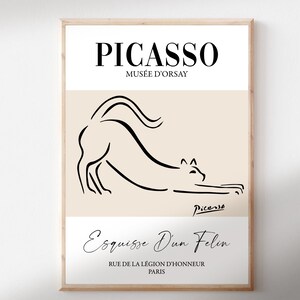 Picasso Cat, Pablo Picasso Print, Line Art Cat, Picasso Felin, Esquisse ...