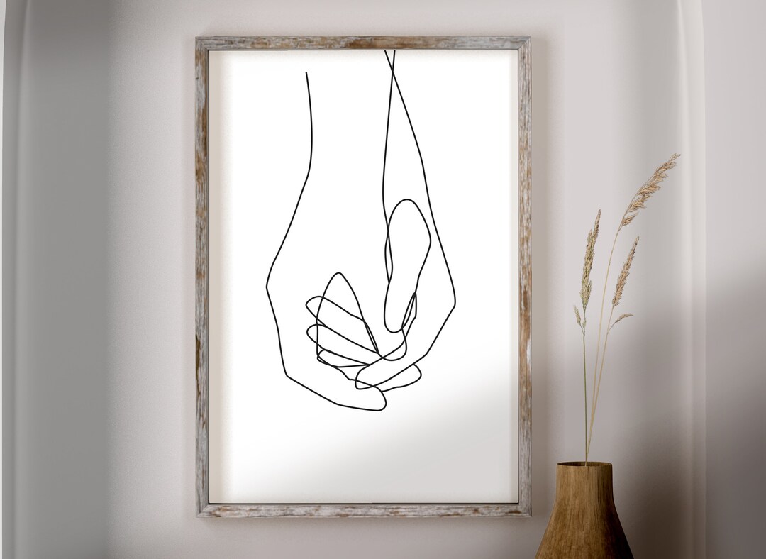 Holding Hands Printable Wall Art, Line Art Print, Hands Line Art ...