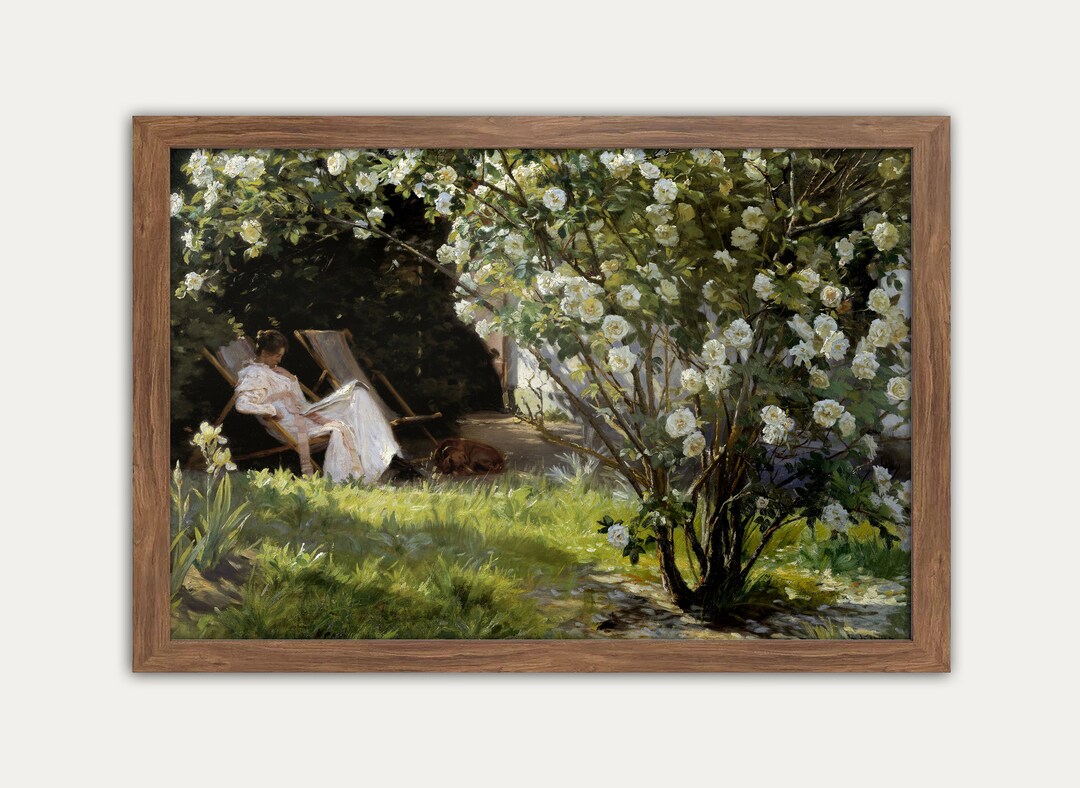 Vintage Rose Garden Painting, Rustic Wall Art, French Country, Old ...