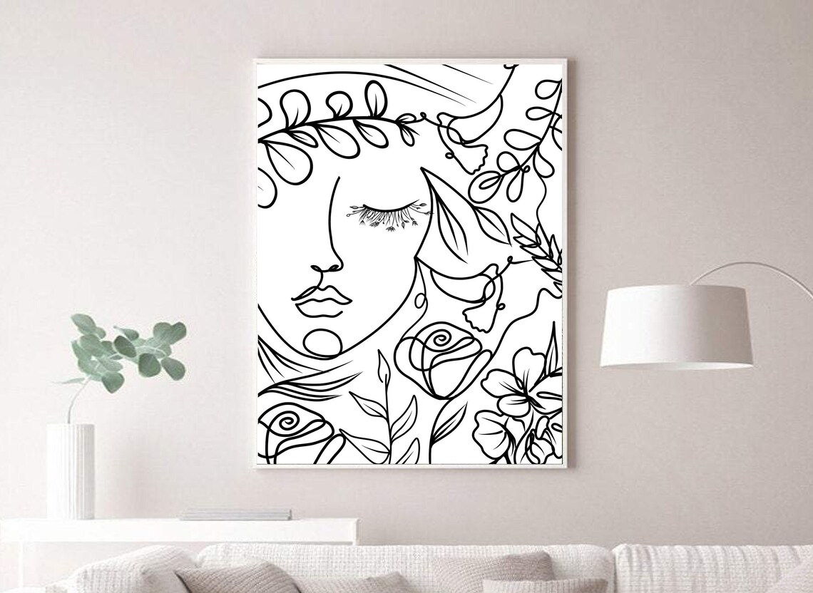 Female Face Line Art, Line Art Face, Minimalist Woman Line Drawing ...