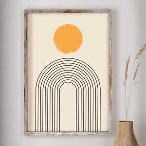 Boho Sun and Rainbow Print Set of 3, Yellow Sun Poster, Sun Wall Decor ...