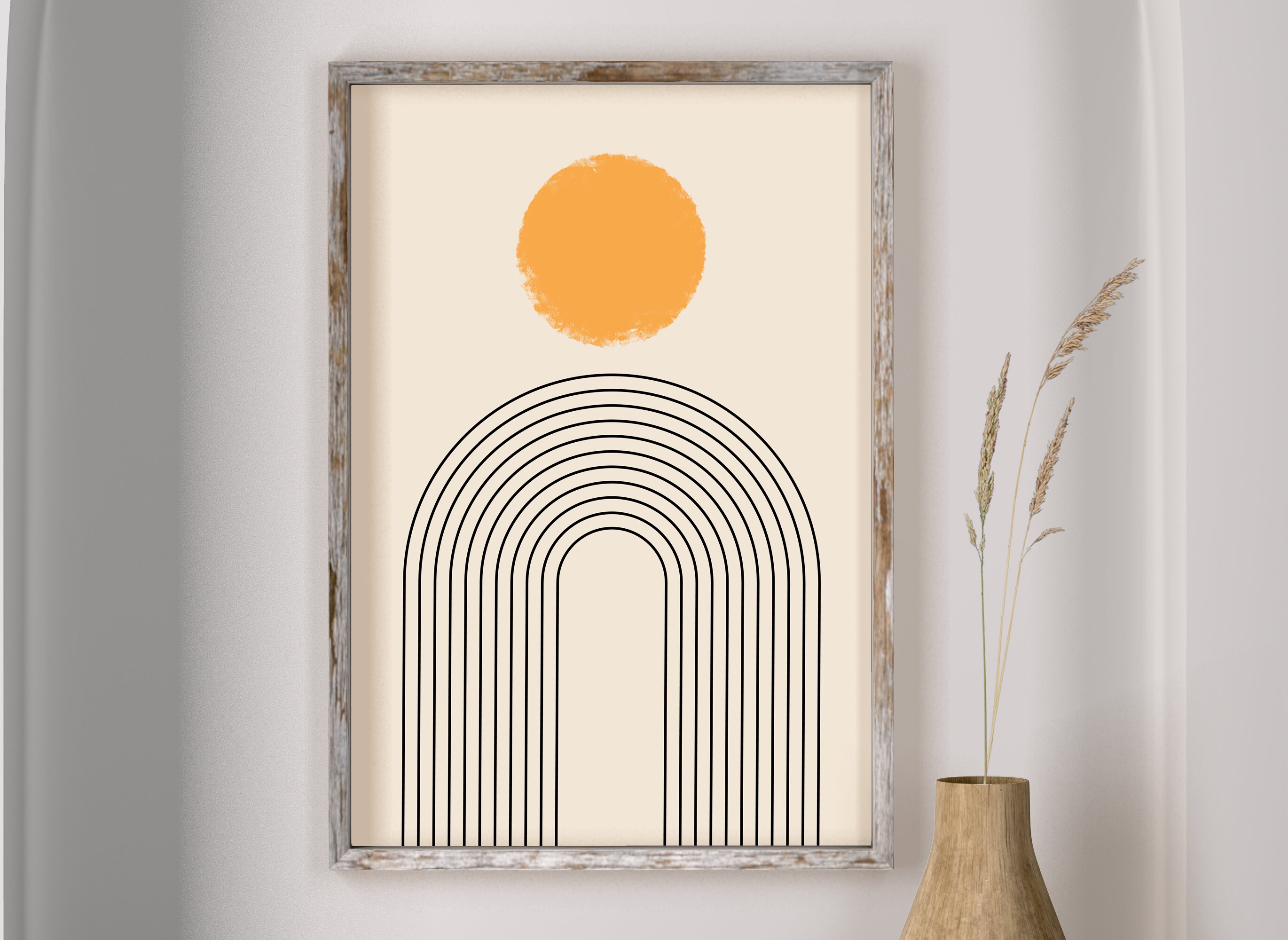 Boho Sun and Rainbow Print Set of 3 Yellow Sun Poster Sun - Etsy