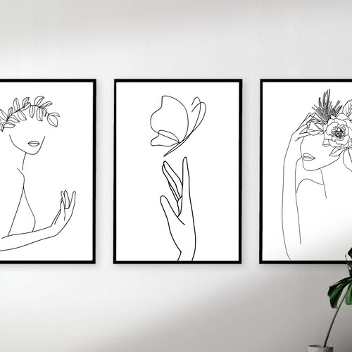 One Line Woman Art Print Set of 3 Line Art Printable Line - Etsy