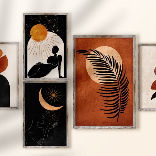 Boho Wall Art Set of 5 Printable Wall Art Terracotta Prints | Etsy