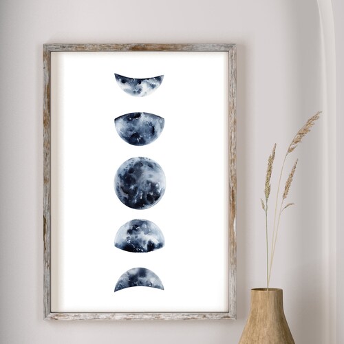 Moon Phases Print Moon Phases Wall Art Lunar Phase Print - Etsy