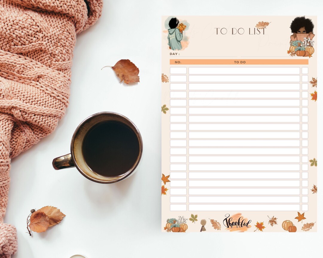 Autumn Queen to Do List PDF Printable Black Woman Fall to Do List Cute ...