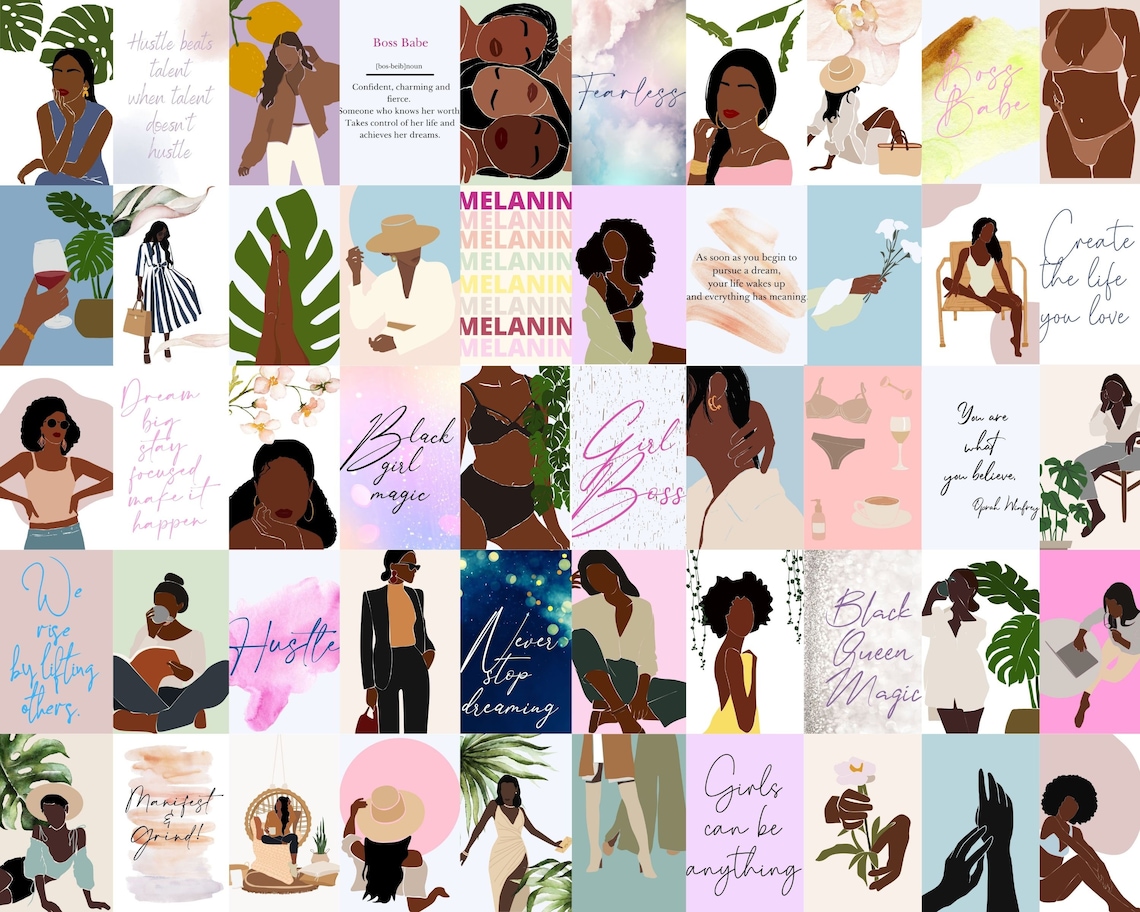 Modern Black Woman Collage Kit 150 Photos Black Girl Boss - Etsy