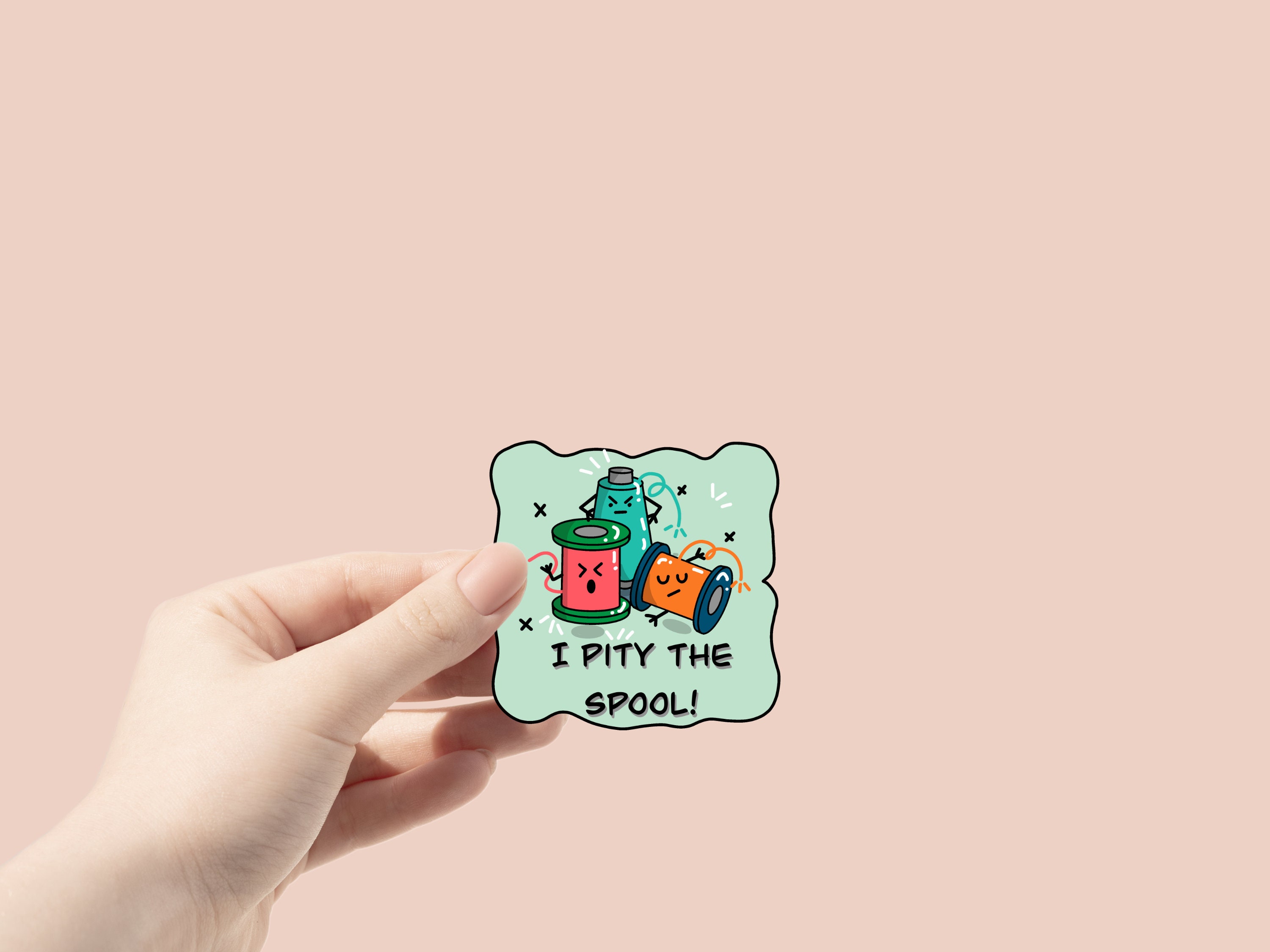 I Pity the Spool Thread Quilt Sticker Hand Drawn Sewing Stickers ...