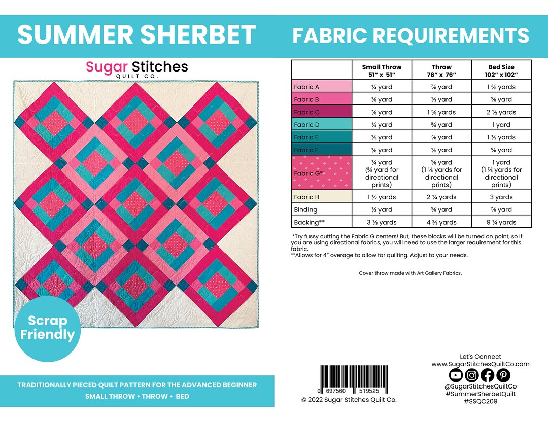 Summer Sherbet Quilt Pattern PDF Version Easy on Point Quilt Advanced ...