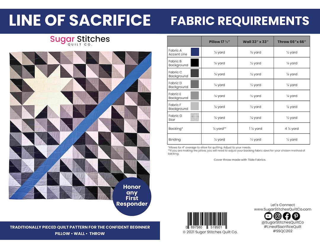 Line of Sacrifice Quilt Pattern PDF Version Beginner - Etsy