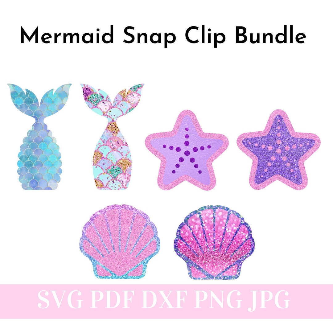 Mermaid Snap Clip SVG Bundle - Scalloped Snap Clip SVG, PDF - Digital ...