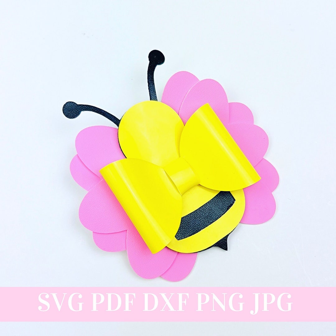 Bee Hair Bow Template SVG - Hair Bow SVG, PDF - Digital Template - Hair ...