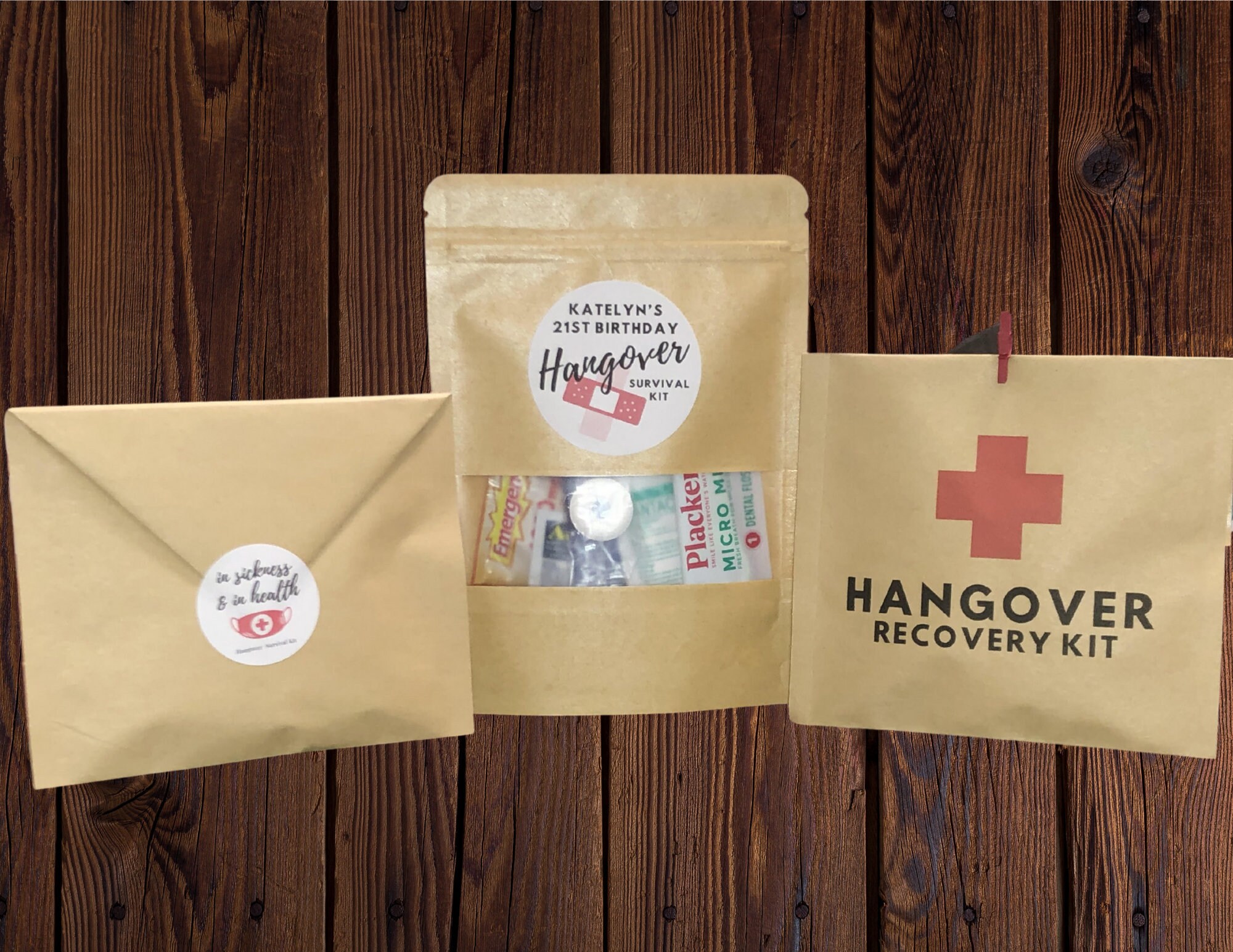 6 Piece Hangover Survival Kit Complete kit includes items & | Etsy