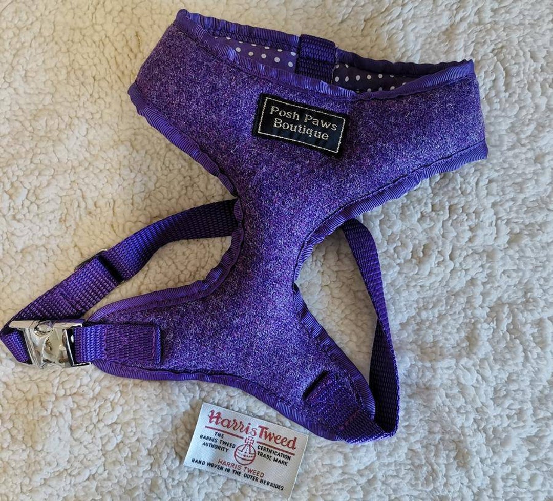 Plain Purple Harris Tweed Dog Harness - Etsy