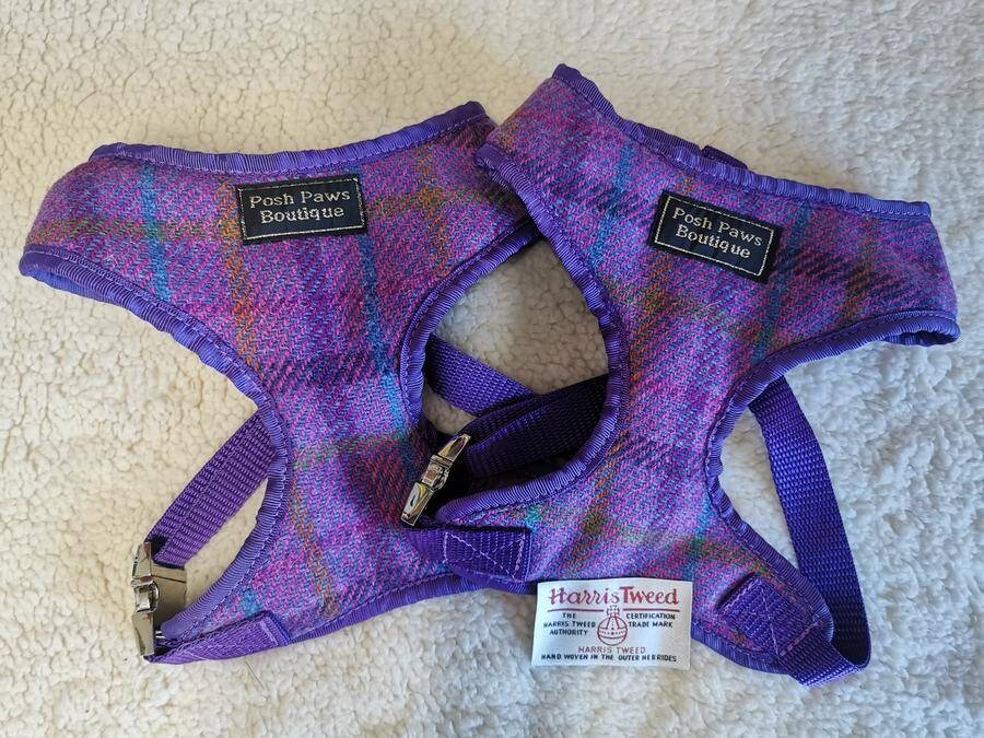 Purple Harris Tweed Dog Harness | Etsy