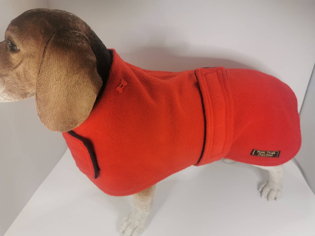 Red & Navy Fleece Dog Coat - Etsy