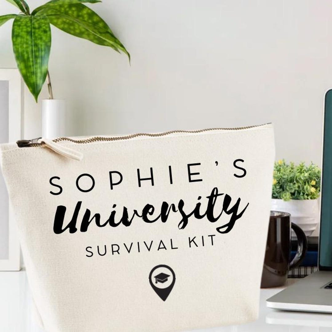 Personalised University Survival Kit Travel Bag Gift | Good Luck Gift ...