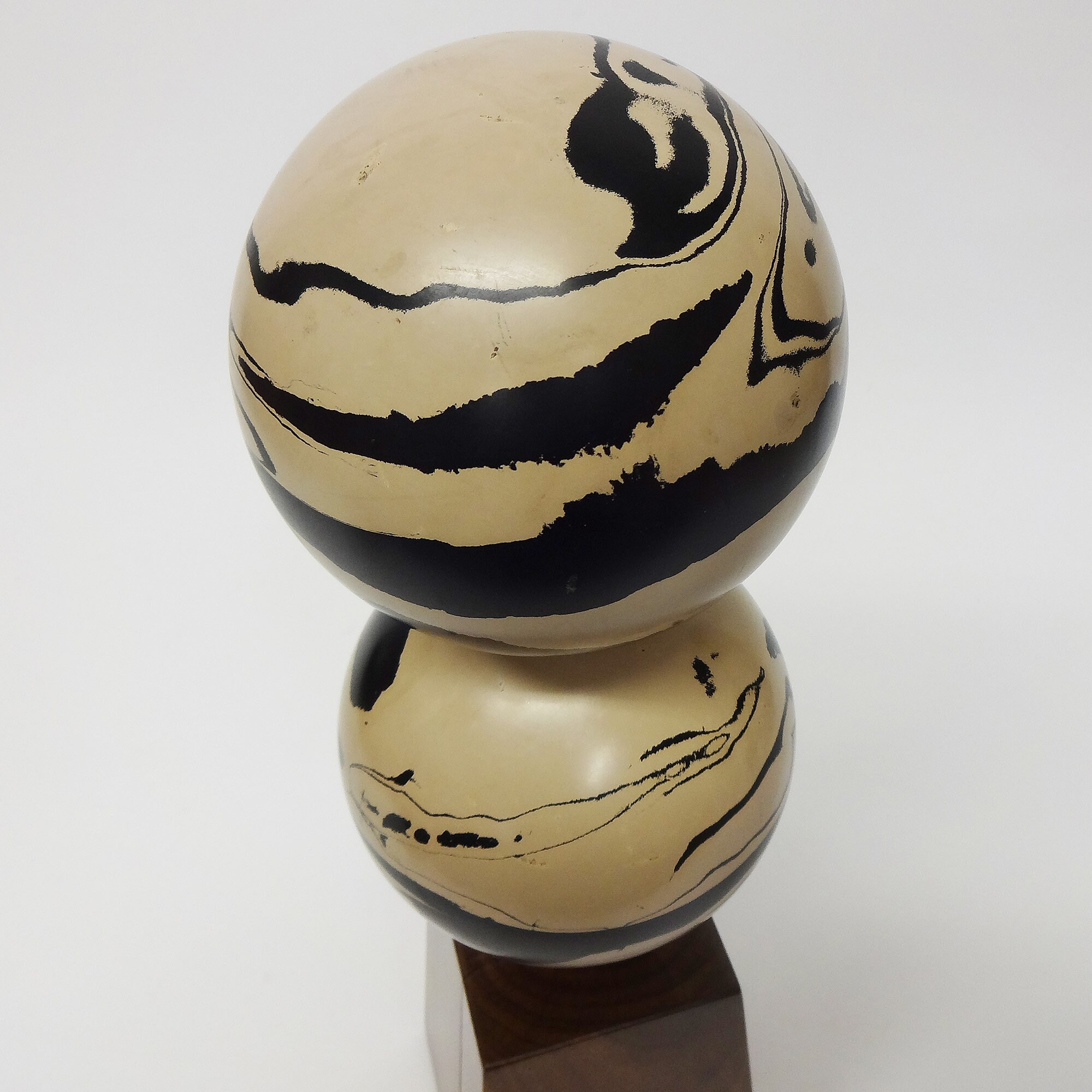 Plinth | Vintage Bowling Ball Table Sculpture With Solid Walnut Base - Etsy