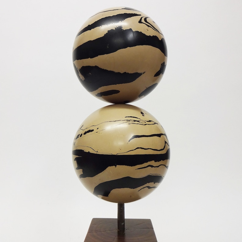 Plinth | Vintage Bowling Ball Table Sculpture With Solid Walnut Base - Etsy