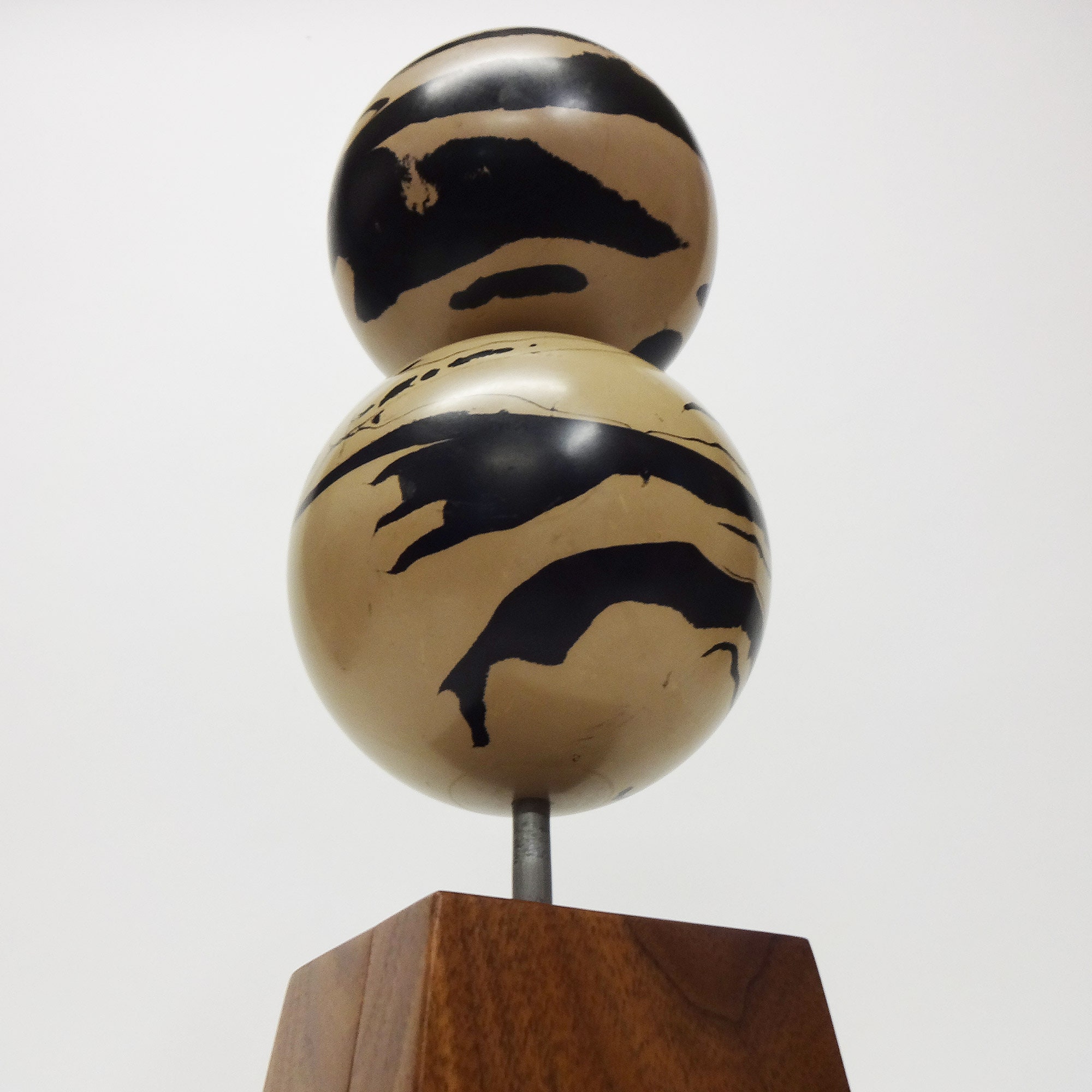 Plinth | Vintage Bowling Ball Table Sculpture With Solid Walnut Base - Etsy