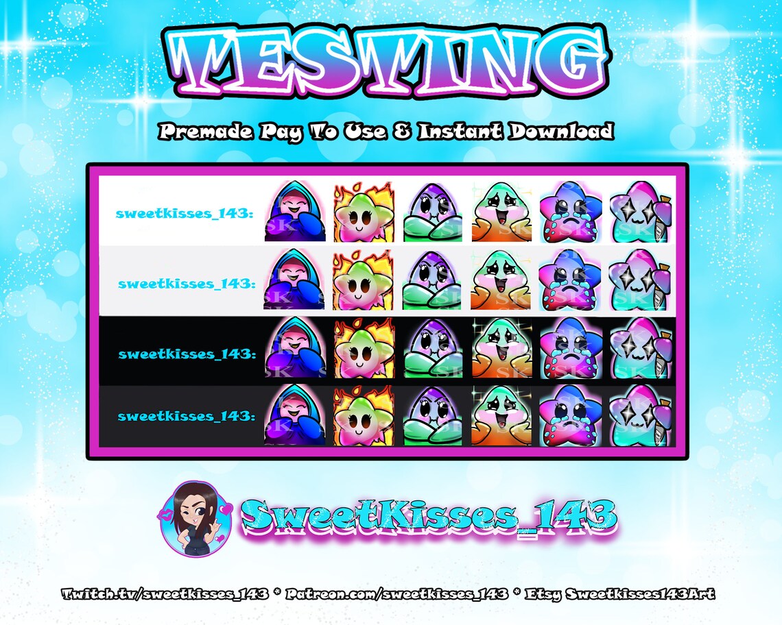 6 Twitch Star Emotes Rainbow Bundle Pack 2 Instant Download Twitch ...