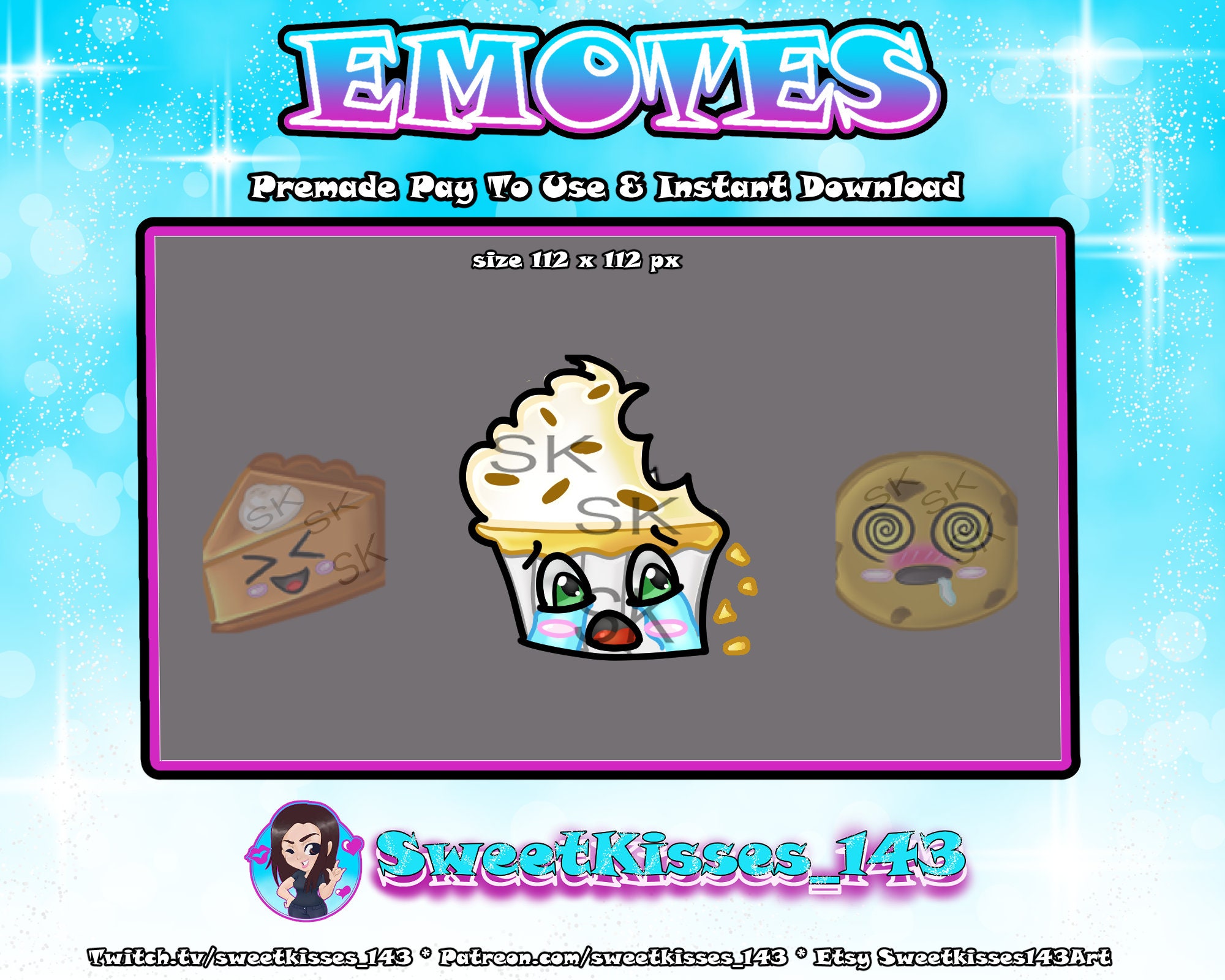 Twitch Cupcake Cry Emote | Twitch Panic Muffin Emote | Treat Emote ...